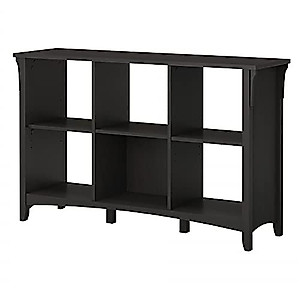 Bush Furniture Salinas Cube Shelf and Bookcase | Display 6 Shelves | Modern Storage Cabinet with Open Bookshelf for Library, Office, Living Room, Bedroom and More, 48W x 14D x 30H, Vintage Black