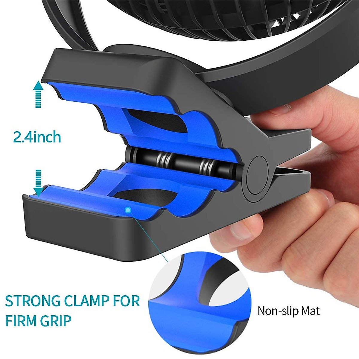 xasla 6700mAh Clip on Fan Rechargeable, Battery Operated USB Desk Fan, Quiet & Strong Airflow, Portable Personal Fan for Baby Stroller, Golf Cart, Camping, Beach, Treadmill, Travel