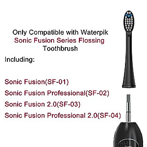 Replacement Flossing Toothbrush Heads(6-pc) Fit for Waterpik Sonic Fusion 2.0 SF-01, SF-02, SF03 & SF-04 Tooth Brush Refill Pisoniclea(SF-Black)