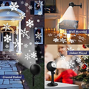 Christmas Projector Lights Outdoor Waterproof Snowflakes Xmas Show LED Indoor Projection Light White Snowfall Spotlight for Holiday Party House Garden Patio Landscape Outside Decorations