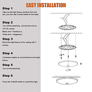 Facon 3-1/2'' LED RV Puck Light with Switch, 2-Packs Slim Surface Mount Ceiling Dome Light, 12V DC Interior Light for RV Camper Trailer Motorhome, 4000K Cool White