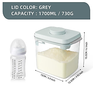 Haivebo Formula Container Dispenser 1700ml / 1.85qt Airtight Formula Container with Scoop Scraper Bpa Free Food Storage Container Non Slip Large Capacity