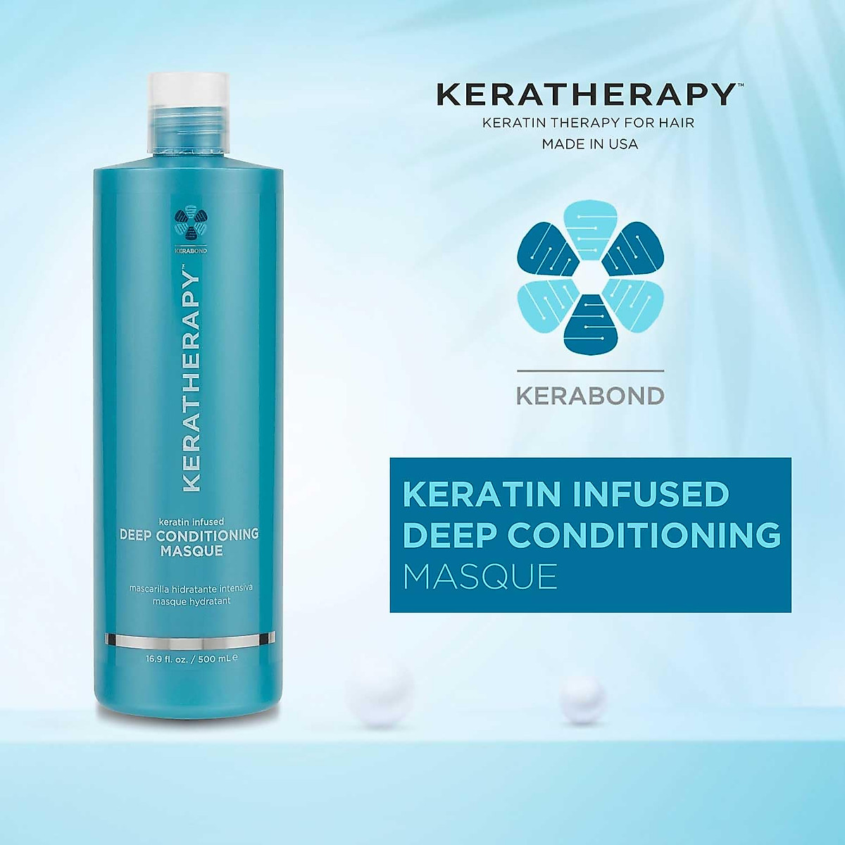 KERATHERAPY Keratin Infused Deep Conditioning Masque, 16.9 fl. oz., 500 ml - Moisturizing Hair Deep Conditioning Treatment with Kerabond, Jojoba Oil, Nettle Root Extract, Wheat Oil, & Persian Walnut