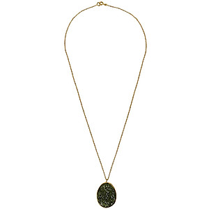 TASKD Green Moldavite Aerolite Crystal Stone Pendant Gemstone Silver Platted Moldavite Necklace Energy Meteorite Amethyst Ecko Necklace For Women Matoa Gift For Her From Him (Golden Chain)