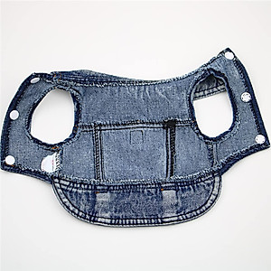 Dog Jeans Jacket Cool Blue Denim Coat for Small Medium Girl Boy Dogs Puppy Clothes Comfort Lapel Harness Vest with D-Ring for Leash