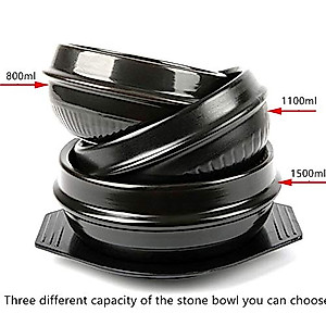 XICHENGSHIDAI Dolsot Bibimbap Earthenware Stone Bowl, Korean Cooking Soup Ceramic Pot, Donabe Pot for Ttukbaegi and Korean Stew with Tray 1100ml / 37.2oz
