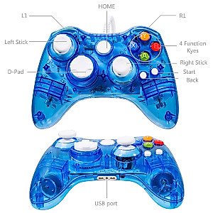 LUXMO PREMIUM Wired Xbox 360 Controller,USB xbox360 Wired Controller Gaming Controller Gamepad Joystick for Microsoft Xbox 360,Xbox 360 Slim,PC Windows（Windows 10/8.1/8/7）