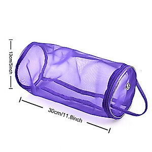 NX Garden Portable Yarn Mesh Bag Hollow Yarn Crochet Knit Bag Zipper Closure DIY Craft Organizer for Thread Storage, Purple