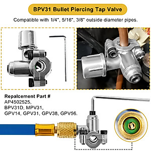 Belleone R134a Refrigerant Recharge Kit with BPV31 Bullet Piercing Valve and R134a Quick Coupler, R134a/R-12/R-22 Freon Refrigerant Hose Can Tap Kit for A/C System - Easy to use