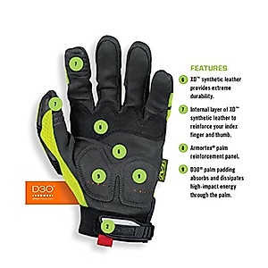 Mechanix Wear: Hi-Viz M-Pact Work Gloves (Small, Fluorescent Yellow)