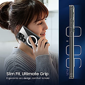 LEKEVO for Samsung Galaxy S23 Ultra Case, [Compatible with MagSafe] Crystal Clear Hard Back Cover & Soft TPU Edges, Slim Thin Shockproof Phone Case