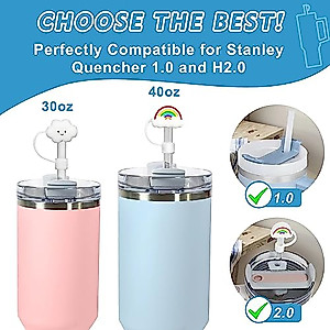 6PCS for Stanley Cup Accessory, Silicone Spill Proof Stopper Set for Stanley 40 oz Tumbler with Handle 30 oz Including H2.0, 3 Straw Covers, 1 Spill Stopper, 1 Leak Stopper and 1 Cup Boot