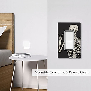 Skeleton Skull Single Rocker Light Switch Cover Wall Plate Decorative Outlet 1 Gang Faceplate for Kids Girls Bedroom Kitchen Funny Room Decor 4.40" X 2.70"