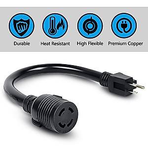 Zhudiyof 5-15P Male Plug to Locking L14-30R Female Receptacle Adapter Cord,10AWG