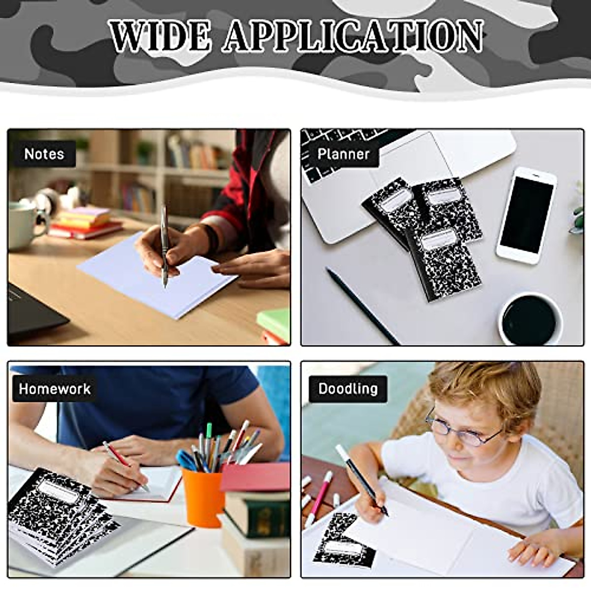 Harloon 150 Pcs Mini Composition Notebook Bulk 4.5" x 3.25" Cute Marble Notebooks Pocket Journal Notebooks for College School Office and Kids Narrow Ruled Black Marble Covers, 60 Sheets/ 120 Pages