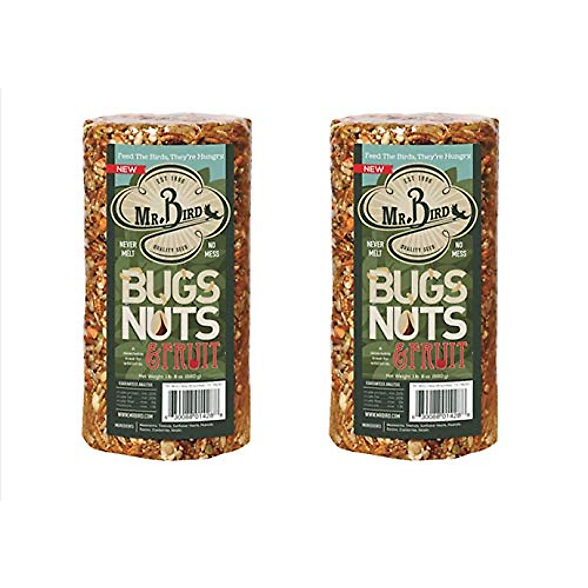 2-Pack of Mr. Bird's Bugs, Nuts, Fruit Small Wild Bird Seed Cylinder 24 oz.