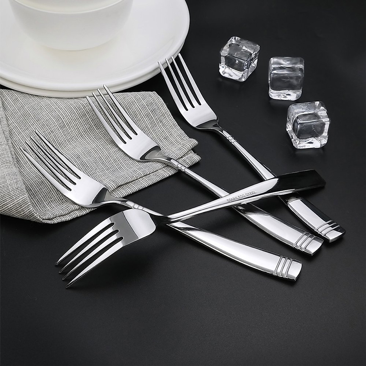 Obstnny Stainless Steel Dinner Fork, 8-Inch, Set of 12