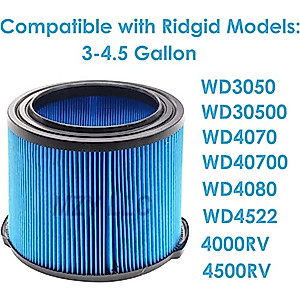 2 Pack VF3500 Replacement Filter for Ridgid 3-4.5 Gallon Wet Dry Vacuums + 4 Pack VF3501 Filter Bags Compatible with Ridgid 3-4.5 Gallon Wet Dry Vacuums (6 Pack)