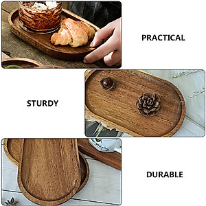 Ipetboom Sandwich Bread Pan 2pcs Wooden Decorative Tray Retro Style Food Dinner Dish Tray Wood Breakfast Oval Tray Fruit Vegetable Plate Jewelry Storage Dish for Home Kitchen Bedroom Sushi Platter