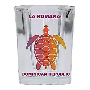 La Romana Dominican Republic Souvenir Rainbow Turtle Design Square Shot Glass