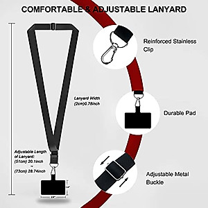 BFSD·DM Phone Lanyard,Cell Phone Lanyards for Around The Neck,Adjustable Nylon Phone Strap Crossbody Compatible with Most Smartphones with Full Coverage Case(Black)