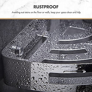 KULED Corner Shower Caddy, Adhesive Bathroom Shower Corner Shelves, 1.77inch Height Rustproof Stainless Steel Shower Organizer, Silver Polished Shower Shelf with 3 Adhesives