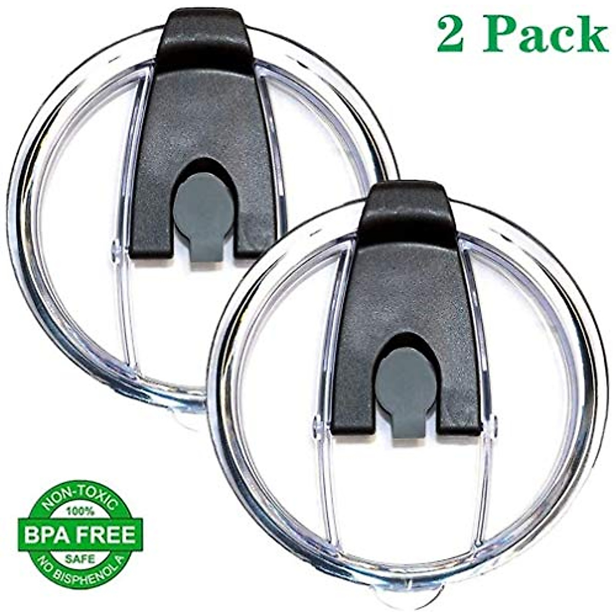 2 Replacement Flip Lids for Stainless Steel Insulated Tumbler Travel Mug, Compatible w/YETI Rambler,Ozark Trail,Old Style Rtic and More (20 oz Spill Proof Splash Resistant Lid)