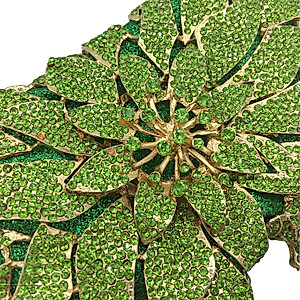 Boutique De FGG Elegant Flower Clutch Formal Evening Bags Women Party Crystal Clutch Purse Wedding Rhinestones Handbags,Mini,Light Green