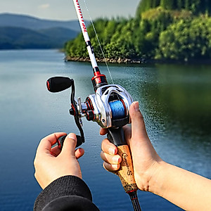 Sougayilang Baitcasting Reel – Lightweight Graphite Frame – 9 + 1 Anti-Reverse Ball Bearings, 8.0:1 High-Speed Gear Ratio Fishing Reel-Right Handle