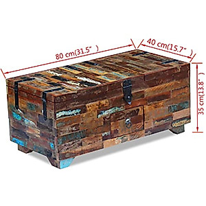 QJBSAVVA Coffee Table Box Chest Solid Reclaimed Wood 31.5"x15.7"x13.8",Living Room Furniture Side Tables Narrow Bedside Tables Suitable for Meeting Rooms, Reception Rooms, Offices