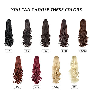 HEWEICSY Ponytail Extension,Hair Extension Ponytail 22" Long Claw Hair Extension Synthetic Curly Wavy Hairpieces Ponytail Clip in Ponytail Wig Daily Fluffy Pony Tail for Women,Black