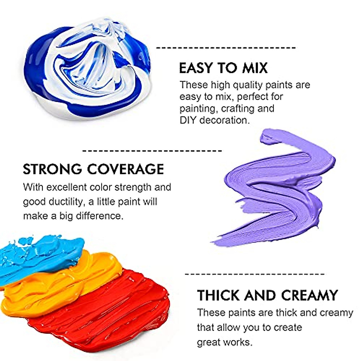 Shuttle Art Acrylic Paint, 50 Colors Acrylic Paint Set, 2oz/60ml Bottles, Rich Pigmented, Water Proof, Premium Acrylic Paints for Artists, Beginners and Kids on Canvas Rocks Wood Ceramic Fabric