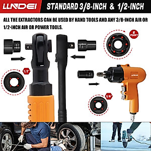 LLNDEI Upgrade Lug Nut Remover Bolt Extractor Set ½ in. and ⅜ in. Drive, Impact Bolt Nut Remover Socket Tool, Chrome-Molybdenum Steel, 1/2"&3/8" Dr. Twist Socket Set with Black Case (22PCS)