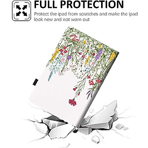 Case for All-New Fire HD 10 & Fire HD 10 Plus Tablet (10.1", 11th Generation, 2021 Release), Slim Folio Stand Soft Cover with Smart Auto Wake/Sleep, Colorful Floral Green Leaf + Coasters