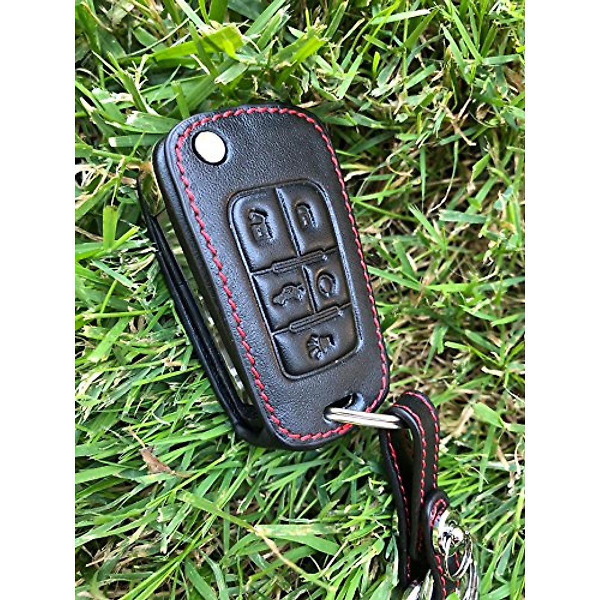 KAWIHEN Leather Key Fob Case Cover Compatible with Chevrolet Chevy Camaro Cruze Equinox Impala Malibu SS Sonic GMC Terrain Buick Encore Lacrosse Regal Verano OHT01060512