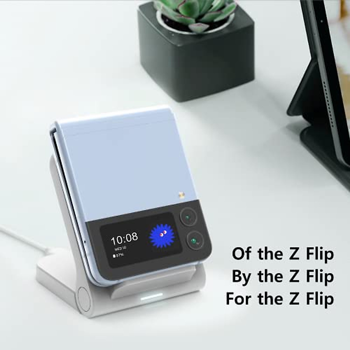 2C2Y for Galaxy Z Flip 4 Wireless Charger Compatible with Samsung Galaxy Z Flip 4, Z Flip 3, Z Flip 2 Qi-Certified 10W Fast Wireless Charging Stand (White)