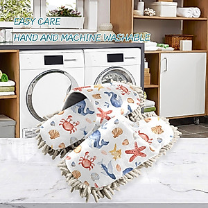 FLildon Microfiber Cleaning Slippers Cute Sea Animal Whale Washable Mop Shoes Slipper for Men/Women House Floor Dust Cleaner, Size L