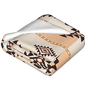 Native American Throw Blanket Boho Style Plush Fleece Flannel Blanket Lightweight Soft for Sofa Couch Bed Living Room Pet Suitable for All Seasons 80"x60"