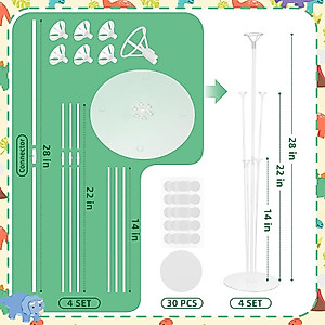 Hoemwarm Dino Balloons Dinosaur Balloons Stand Kit for Table Centerpiece Dinosaur Foil Balloons for Birthday Childrens Party Jungle Jurassic Dinosaur Themed Decoration for Kids Baby Shower Supplies