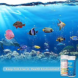 7 in 1 Aquarium Test Strips, Fish Tank Test Kit,Freshwater Saltwater Aquarium Water Test Kit to Detect pH Nitrite Nitrate Chlorine Carbonate Hardness (GH & KH)-100 Strips