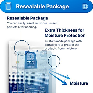 10gm Pack of 20 Dry&Dry Premium Pure & Safe Silica Gel Packets Desiccant Dehumidifier - Rechargeable Paper(FDA Compliant)