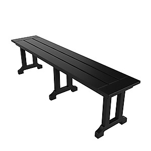 WestinTrends Malibu 65" Outdoor Dining Bench, All Weather Resistant Poly Lumber Patio Garden Bench Trestle Long Bench for Both Outdoor and Indoor, Black