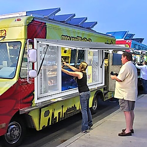 VEVOR Concession Window 60 x 36 inch, Aluminum Alloy Food Truck Service Window with 4 Horizontal Sliding Screen Windows & Awning Door & Drag Hook, Serving Window for Food Trucks Concession Trailers