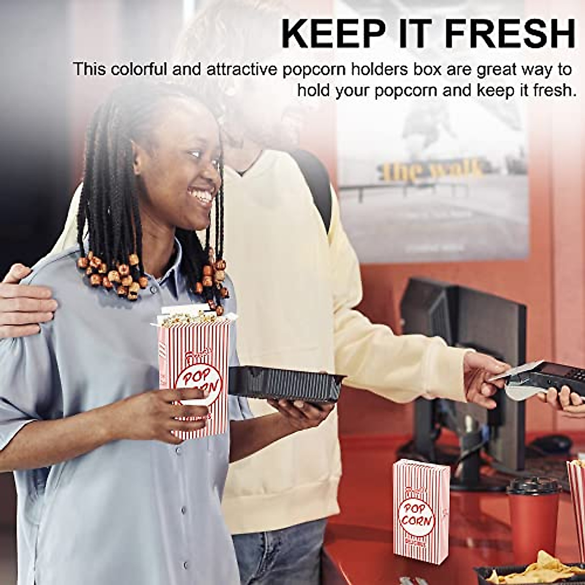 MT Products Popcorn Boxes for Party - 0.74 oz. (Pack of 50) - #1 Popcorn Buckets With Close Top - Great for Movie Theater, Circuses, and Stadium