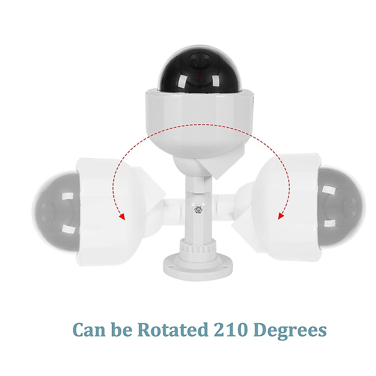 YSUCAU Solar Powered Dummy Fake CCTV Security Dome Camera with Flashing Red LED Light & Warning Security Alert Sticker Decal, Indoor/Outdoor Use