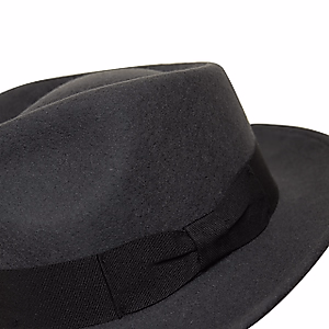 B&S Premium Doyle - Teardrop Fedora Hat - 100% Wool Felt - Crushable for Travel - Water Resistant - Unisex - Dark Grey 56