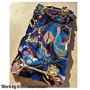 ResinWorld 2 Size 14 inches XL Large Tray Silicone Molds Epoxy Resin Geode Tray Mold with Gold & Silver Handles DIY for Making Resin Tray (Rectangle)