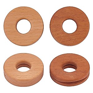 OLYCRAFT 4-Piece Beech Wood Donut Bag Clips - 2.1 Inch Dia Wooden Seal Clips for Food Storage & Snacks