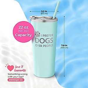 Dogs Over People Travel Tumbler - Personalized Vacuum Insulated Stainless Steel Dog Lover Travel Tumbler with Lid and Straw - Gifts for Dog Lover - Funny Dog Tumbler - Dog Mom - Dog Owner - Travel Mug