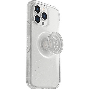 OtterBox iPhone 13 Pro Otter + Pop Symmetry Series Clear Case - Stardust (Clear/Glitter), Integrated PopSockets PopGrip, Slim, Pocket-Friendly, Raised Edges Protect Camera & Screen